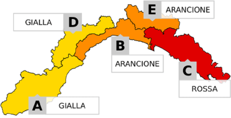 Allerta rossa sul Tigullio dalle 18 di oggi alle 14 di domani